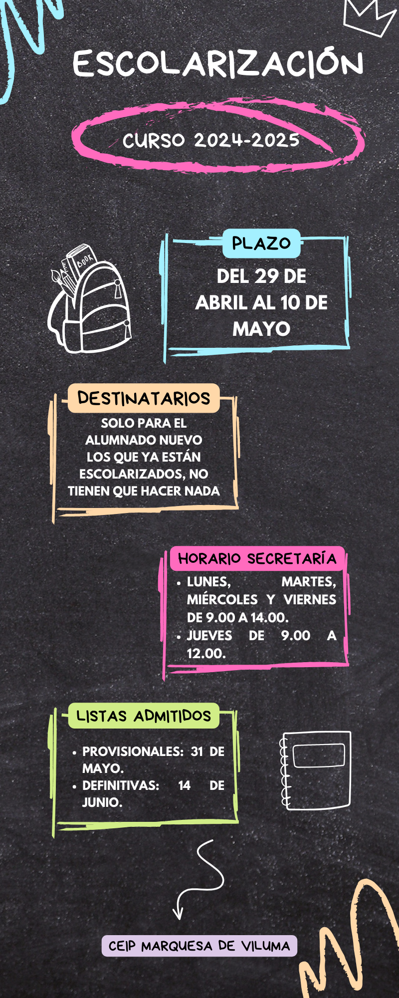ESCOLARIZACIÓN CURSO 2024-2025 - Revista Viluma